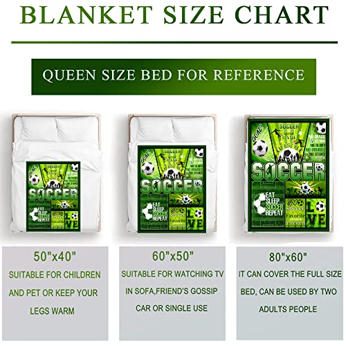 Soccer Blanket Gifts for Boys Men & Kids Teens Adults - Ultra Soft Warm Flannel Throw Blankets - 50"x40"