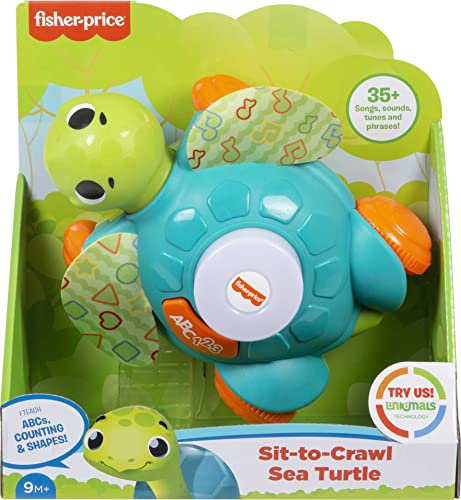 Fisher-Price Linkimals Baby & Toddler Toy Sit-To-Crawl Sea Turtle With Interactive Lights Music And Rolling Motion For Ages 9+ Months
