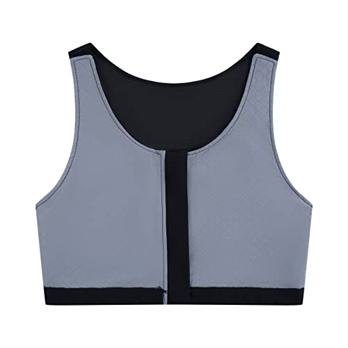 JARAZIN Chest Binder Transgender FTM Tomboy Zip Up Breast Binder Trans Binder Bra Tank Top for Women (Small, Black)