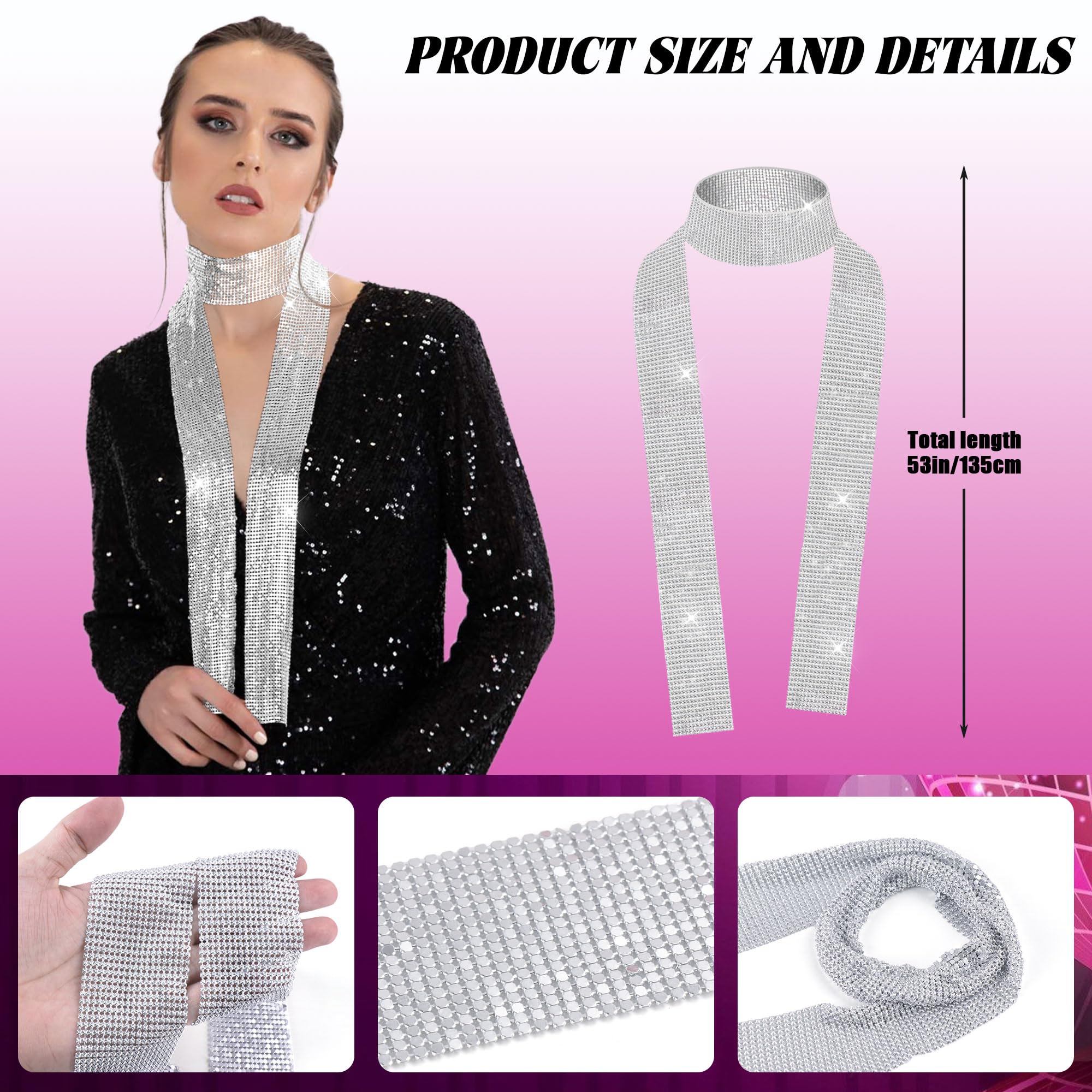 Dreamtop 70s Disco Accessories Women, 70s Disco Costume Set Disco Ball Earrings Bracelet Necklace Sunglasses Sequin Scarf Disco Ball Accessories