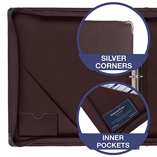 Samsill Classic Professional 3 Ring Zippered Binder, 2 Inch Round Ring, Portfolio Organizer for 8.5x11” Documents, Binder with Zipper, Silver Corner Accents, Burgundy