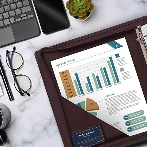 Samsill Classic Professional 3 Ring Zippered Binder, 2 Inch Round Ring, Portfolio Organizer for 8.5x11” Documents, Binder with Zipper, Silver Corner Accents, Burgundy