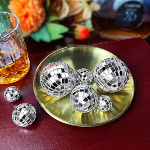 10pcs Disco Ball, Disco Ball Decor, Disco Party Decorations 71s Themed Party Cake Topper Table Decorations Mirror Disco Balls Centerpiece Decor Dance Birthday
