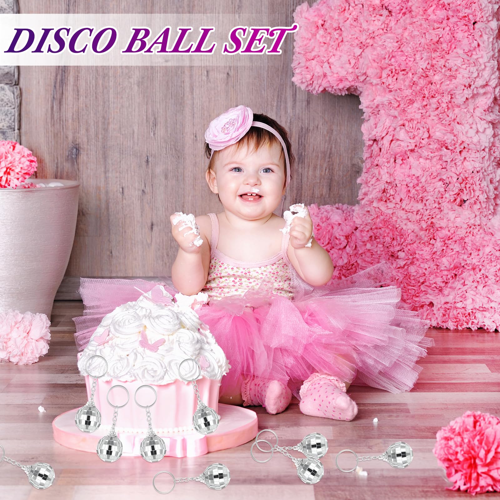Sasylvia 50 Pcs Mirror Disco Ball Keychain Mini 70s Disco Keychain Bulk Disco Party Favors Small Silver Disco Ball Decorations for 1970s Party Graduation Supplies Birthday Accessories