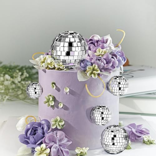 10pcs Disco Ball, Disco Ball Decor, Disco Party Decorations 71s Themed Party Cake Topper Table Decorations Mirror Disco Balls Centerpiece Decor Dance Birthday