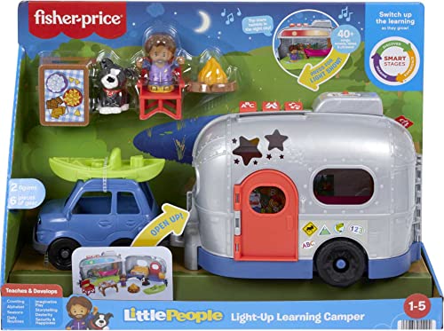 Fisher-Price Little People Toddler Playset, Light-Up Learning Camper, Electronic Toy with Lights and Music for Ages 1-5 Years