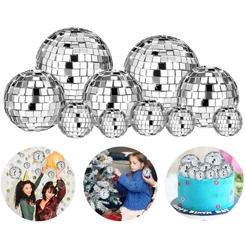 10pcs Disco Ball, Disco Ball Decor, Disco Party Decorations 71s Themed Party Cake Topper Table Decorations Mirror Disco Balls Centerpiece Decor Dance Birthday