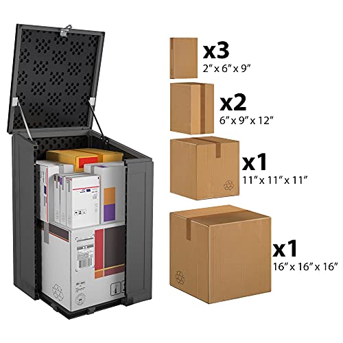 CoscoProducts COSCO 88333BGY1E BoxGuard Large Lockable Package Delivery and Storage Box, 6.3 cubic feet, Black/Grey