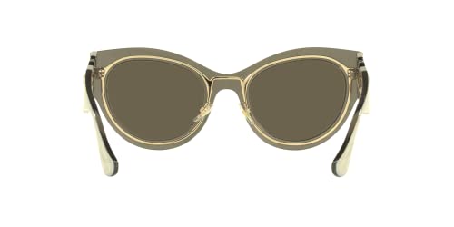 Versace Woman Sunglasses Transparent Brown Mirror Gold Frame, Brown Lenses, 53MM