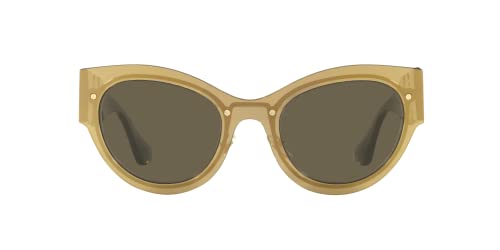 Versace Woman Sunglasses Transparent Brown Mirror Gold Frame, Brown Lenses, 53MM