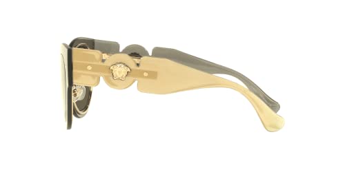Versace Woman Sunglasses Transparent Brown Mirror Gold Frame, Brown Lenses, 53MM