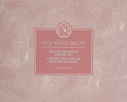 THE FACE SHOP Rice Water Bright Set - Cleanser 150ml + Light Cleansing Oil 150ml + Foam 100ml , 3 Count (Pack of 1)