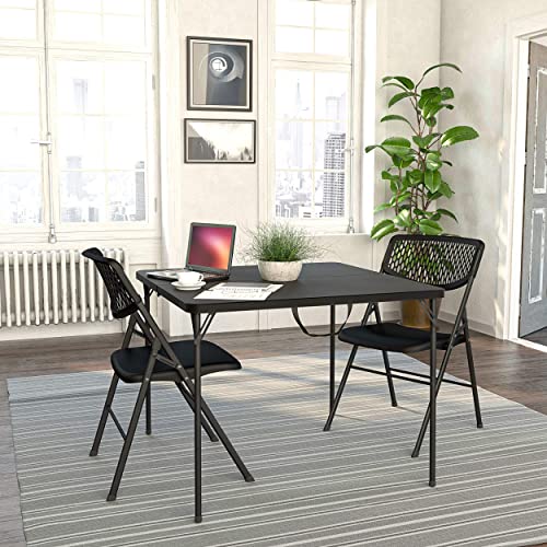 COSCO XL 38.5" Fold-in-Half Card Table w/ Handle, Black, Indoor & Outdoor, Portable, Wheelchair Accessible, Camping, Tailgating, & Crafting Folding Table