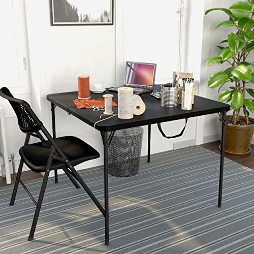 COSCO XL 38.5" Fold-in-Half Card Table w/ Handle, Black, Indoor & Outdoor, Portable, Wheelchair Accessible, Camping, Tailgating, & Crafting Folding Table