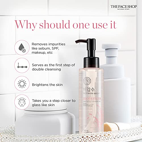 THE FACE SHOP Rice Water Bright Set - Cleanser 150ml + Light Cleansing Oil 150ml + Foam 100ml , 3 Count (Pack of 1)