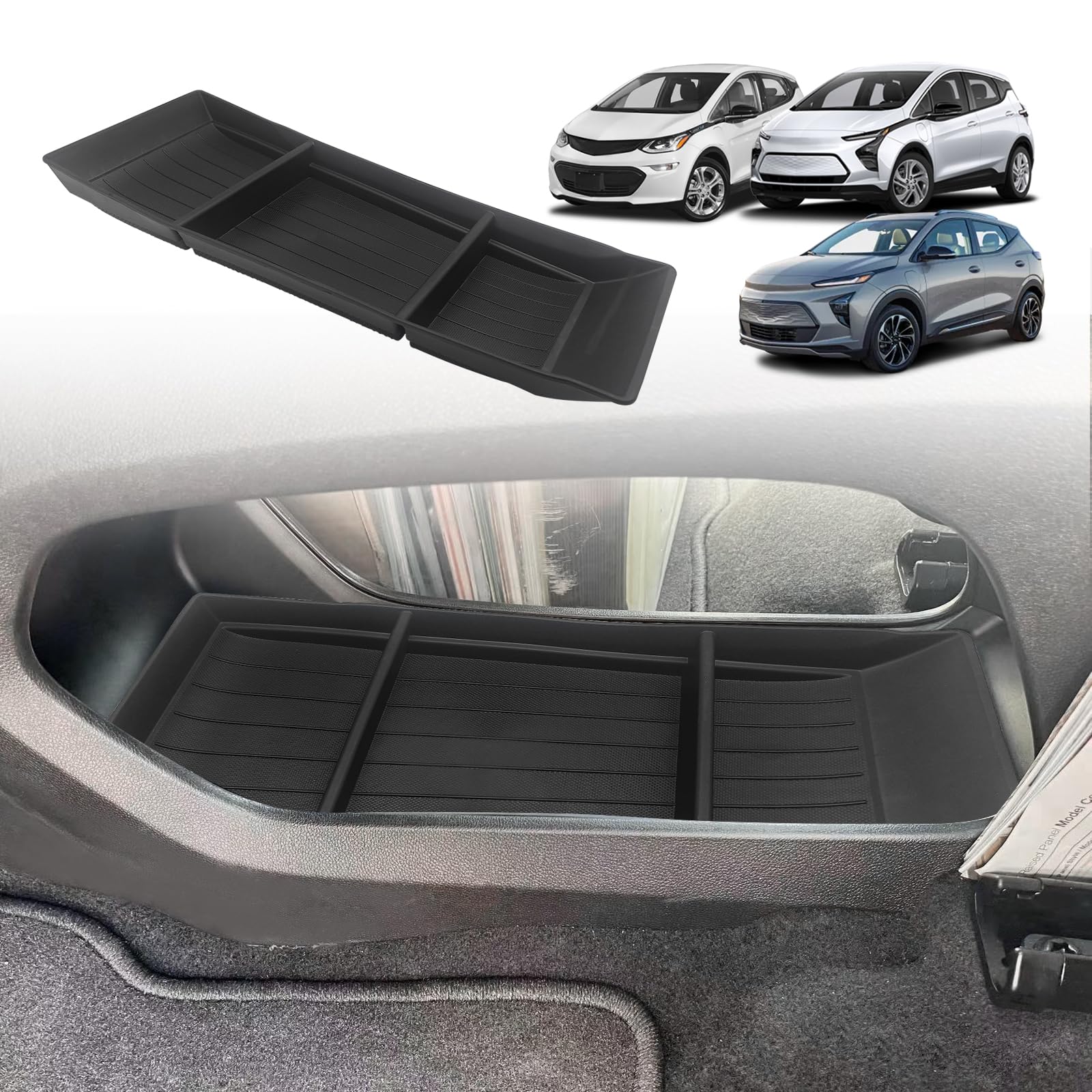BestEvMod Lower Center Console Organizer Tray Storage Box Armrest Accessories TPE Material Compatible with Chevy Bolt EV 2017-2019&2021-2024 Bolt EUV 2022-2024 Accessories