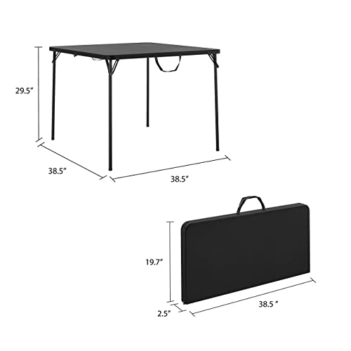 COSCO XL 38.5" Fold-in-Half Card Table w/ Handle, Black, Indoor & Outdoor, Portable, Wheelchair Accessible, Camping, Tailgating, & Crafting Folding Table