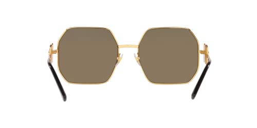 Versace Woman Sunglasses Gold Frame, Brown Mirror Gold Lenses, 58MM