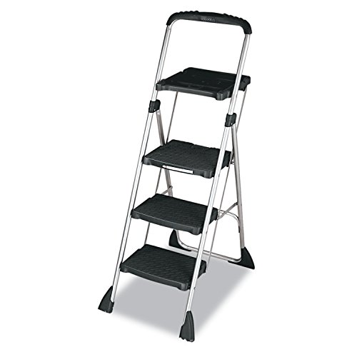 Cosco 11880Pblw1 Max Work Steel Platform Ladder, 22W X 31D X 55H, 3-Step, Black