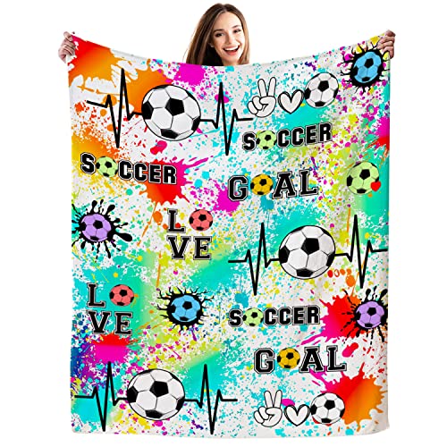 Soccer Blanket Super Soft Flannel Soccer Throw Blanket for Girls Women Kids Adults Soccer Lover Gifts 50"X40"