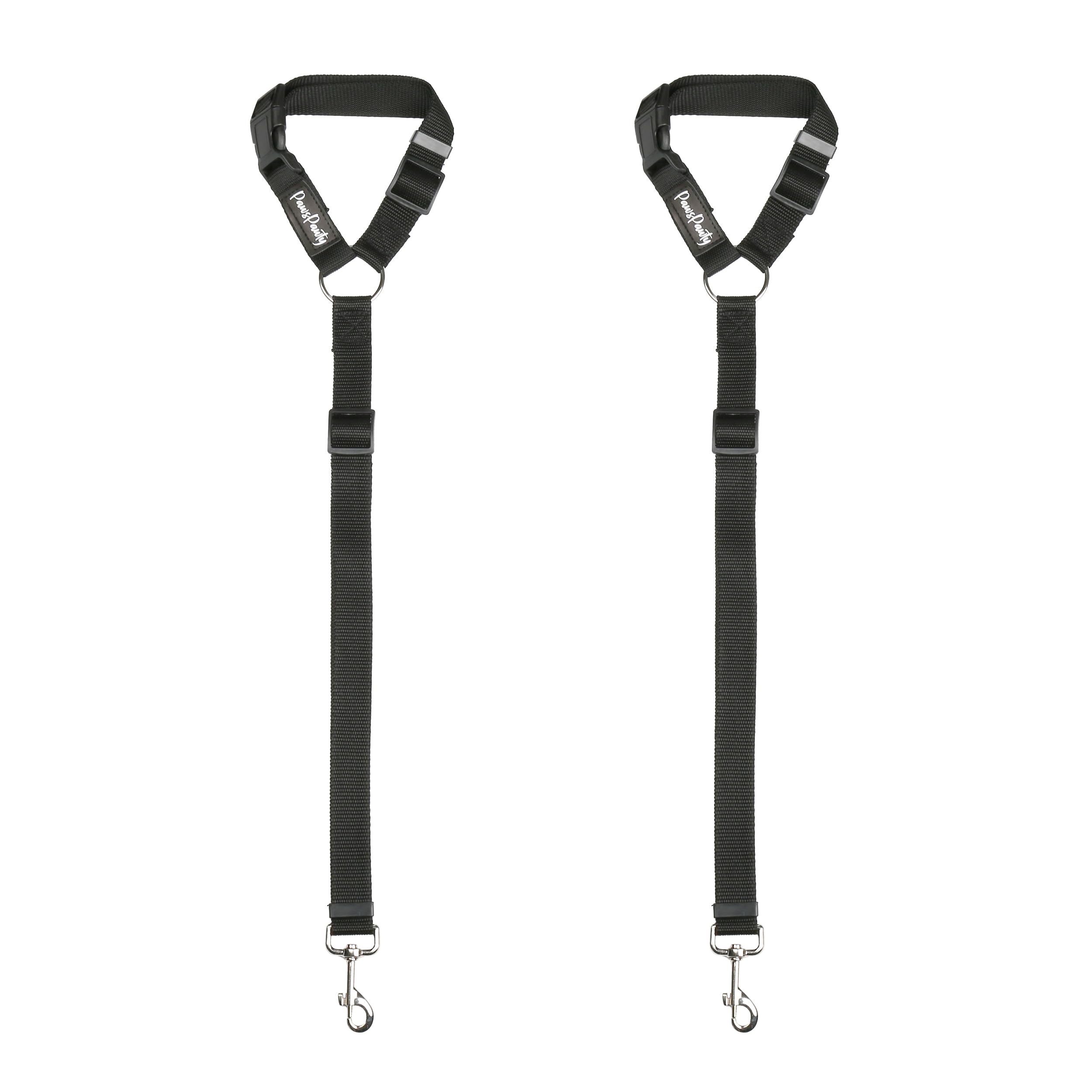 PawsPawty 2 Pack Headrest Dog Car Safety Seat Belt Adjustable Nylon Fabric Car Leash Vehicle Seatbelts Harness for Dogs 2-in-1 Leash and Restraint