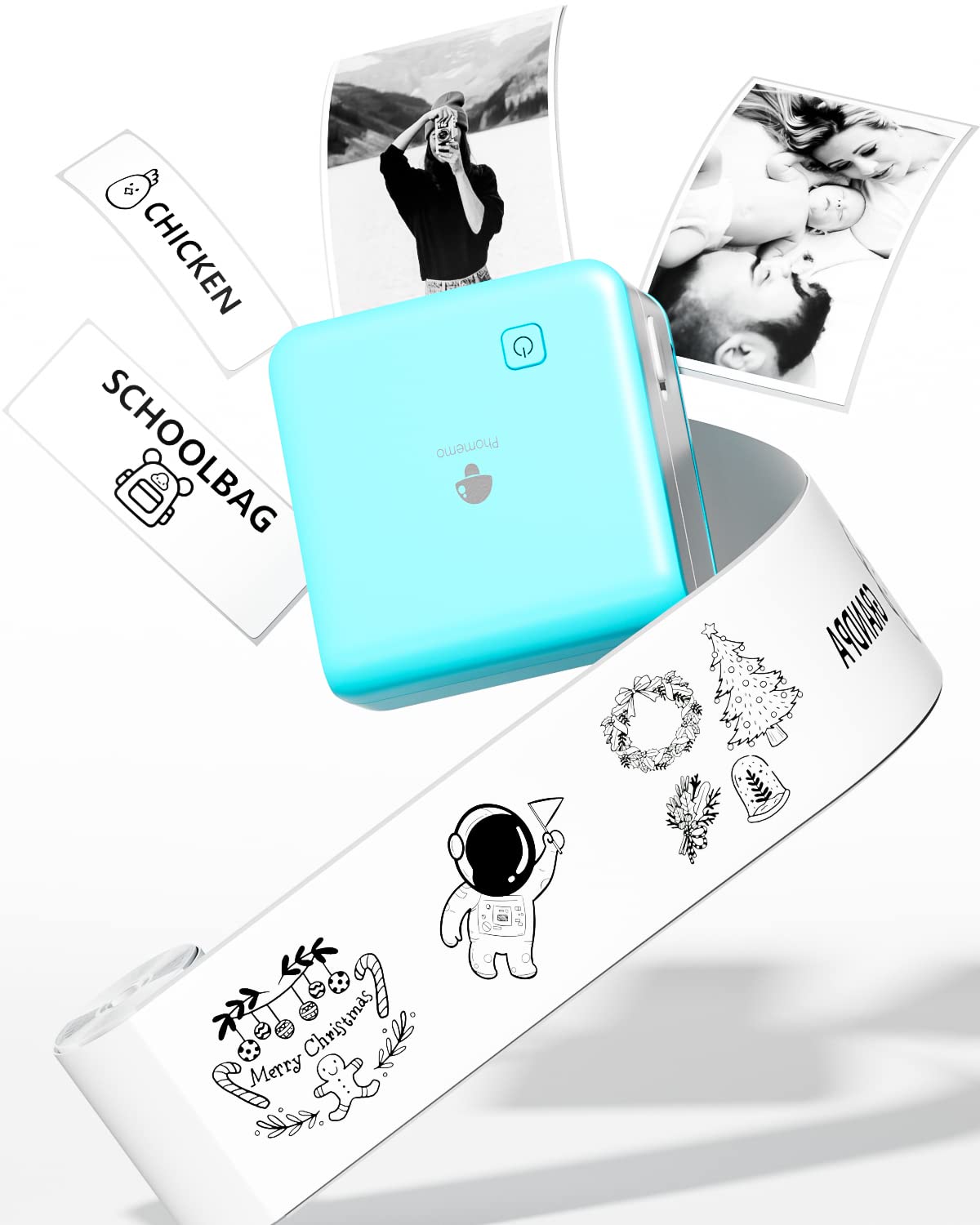 Memoking Inkless Bluetooth Printer - HD 300dpi Photo Sticker Printer Machine Mini - M02 Pro Thermal Mini Printer for Pad&Phone - 2" Mini Sticker Maker Machine Printer for Memo,Photo,DIY,Fun,1D/QR,Logo