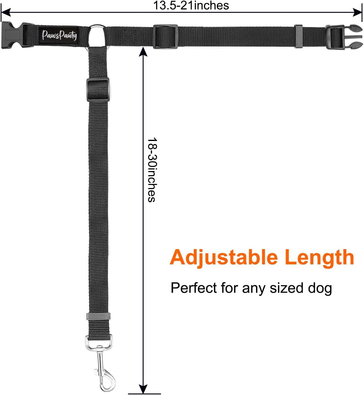 PawsPawty 2 Pack Headrest Dog Car Safety Seat Belt Adjustable Nylon Fabric Car Leash Vehicle Seatbelts Harness for Dogs 2-in-1 Leash and Restraint