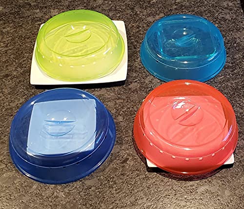 Rock 4 Pack of Microwave Plate Bowl Splatter Cover. Keep Your Microwave Clean While Heating Messy Items with Vented, Colorful Lids! (4100)