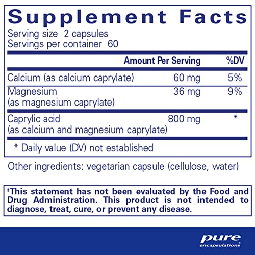 Pure Encapsulations Caprylic Acid | Supplement for Gut and Digestive Health, GI Balance, Gastrointestinal Support, and Intestinal Health* | 120 Capsules