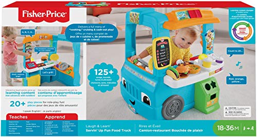Fisher-Price Laugh & Learn Toddler Learning Toy Servin’ Up Fun Food Truck Electronic Playset With 24 Accessories For Ages 18+ Months