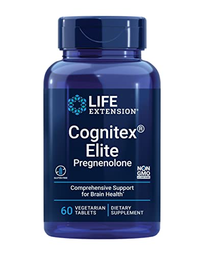 Life Extension Cognitex Elite Pregnenolone - Brain Health Supplement for Memory, Focus & Cognition - Formula with Phosphatidylserine, Ashwagandha & SAGE Extract, Calcium + More - 60 Vegetarian Tablets
