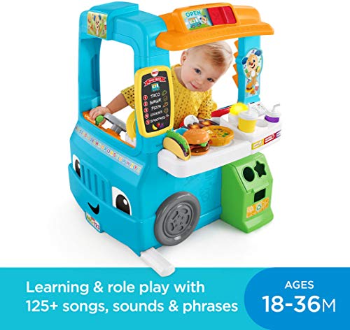 Fisher-Price Laugh & Learn Toddler Learning Toy Servin’ Up Fun Food Truck Electronic Playset With 24 Accessories For Ages 18+ Months