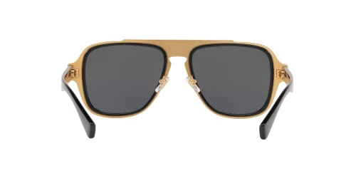 Versace Medusa Charm VE 2199 100281 Black Plastic Aviator Sunglasses Grey Polarized Lens