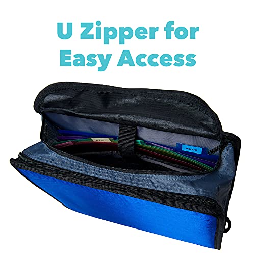 Case-it The King Sized Zip Tab Zipper Binder - 4 Inch D-Rings - 5 Subject File Folder - Multiple Pockets - 800 Sheet Capacity - Comes with Shoulder Strap - Purple D-186