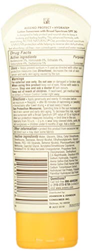 Aveeno Protect + Hydrate Moisturizing Sunscreen Lotion with Broad Spectrum SPF 30 & Antioxidant Oat, Oil-Free, Sweat- & Water-Resistant Sun Protection, Travel-Size, 3 oz (Pack of 2)