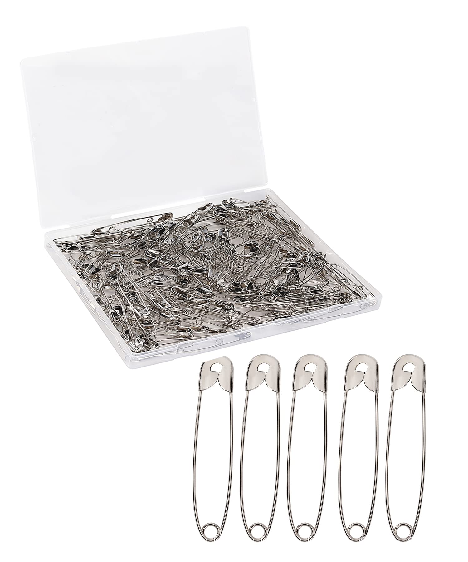 Mr. Pen Silver Safety Pins, 2.1 Inches, Pack of 200