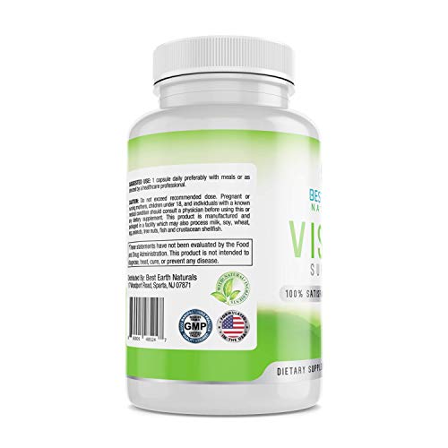 Best Earth Naturals Vision Support Formula Supplement with Eye Vitamins, Lutein, Vitamin A, Quercetin and More - 30 Count