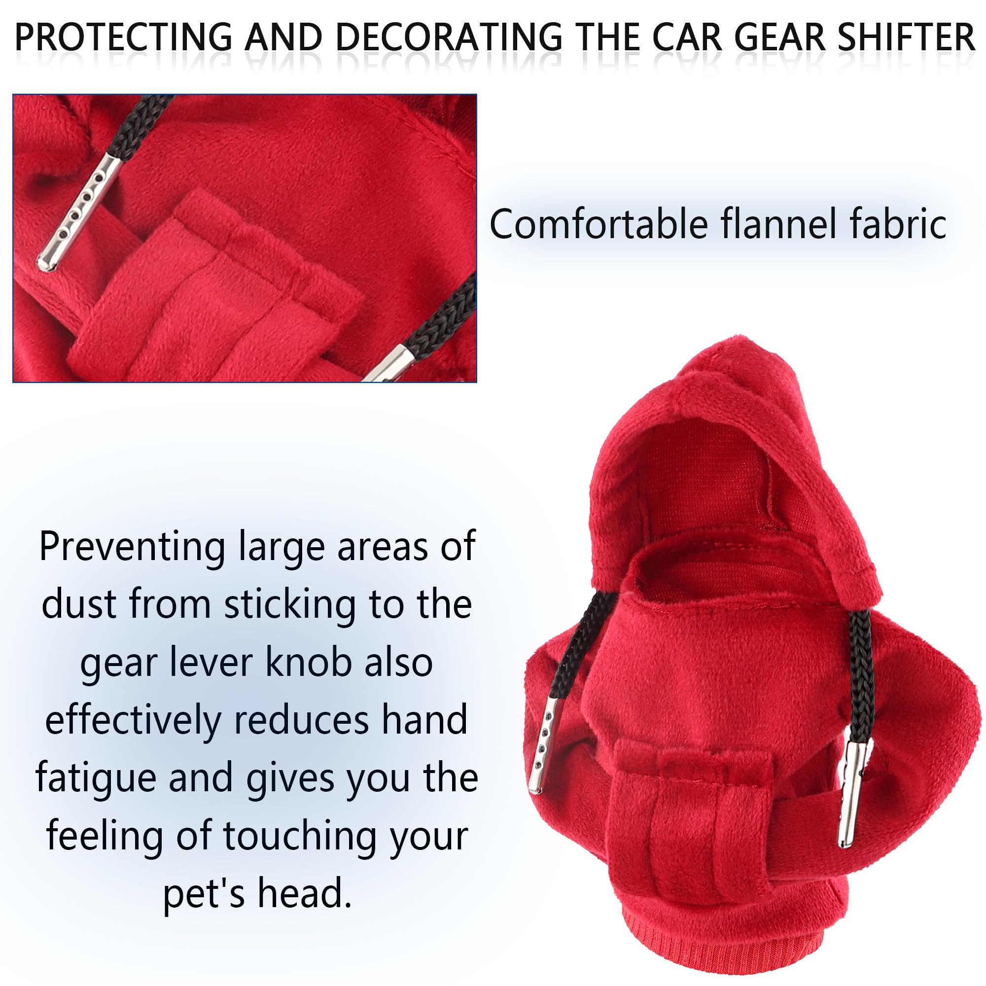 Car Gear Shift Cover,Vivid Gear Shift Knob Hoodie for Car Decorations & Protections,Universal Car Interior Accessories Stick Shift Cover Fits Car Truck SUV (Red)