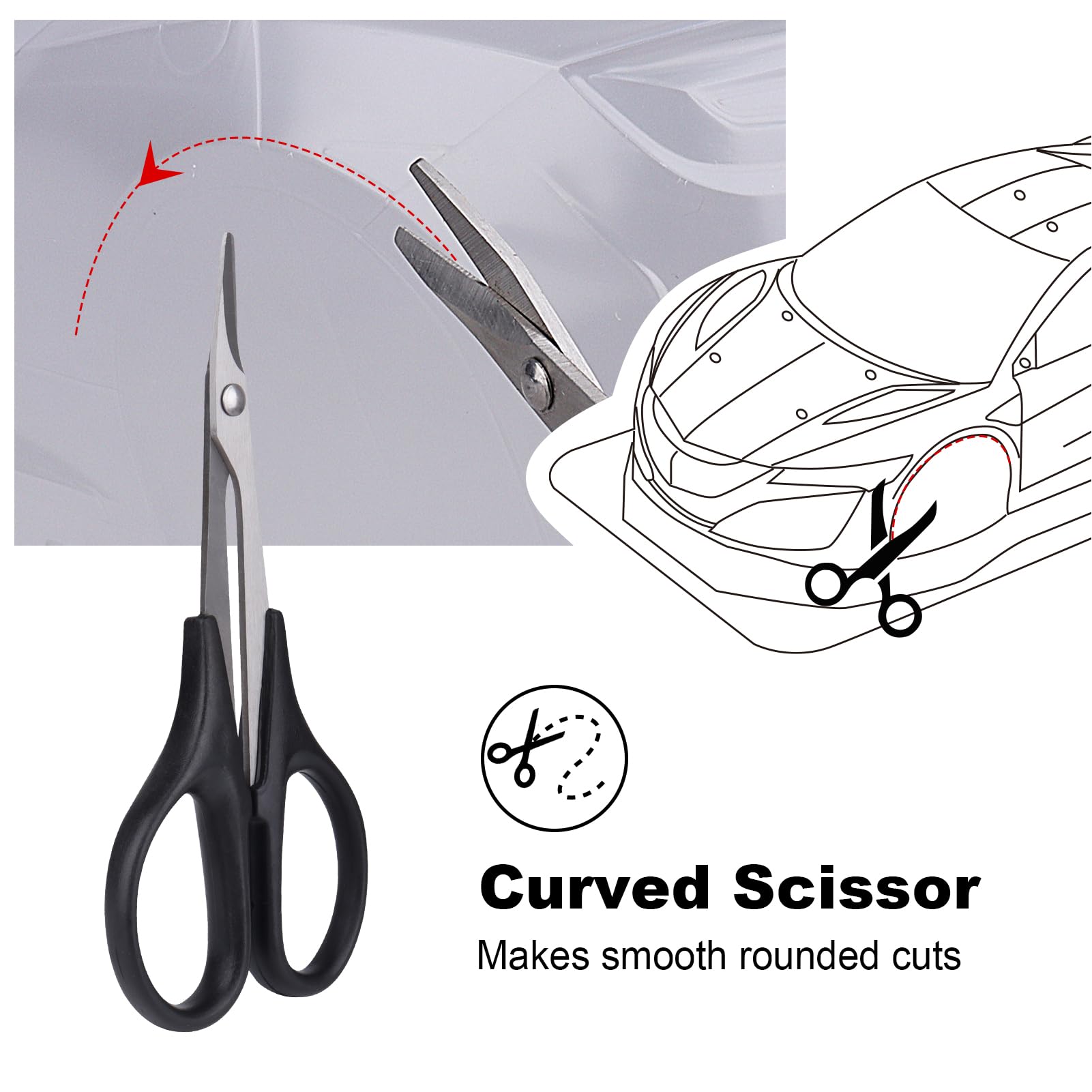 Hobbypark RC Body Reamer Curved Scissors & Straight Scissors RC Car Body Shell Lexan Plastic Trimming Tools Set (3-Pack)