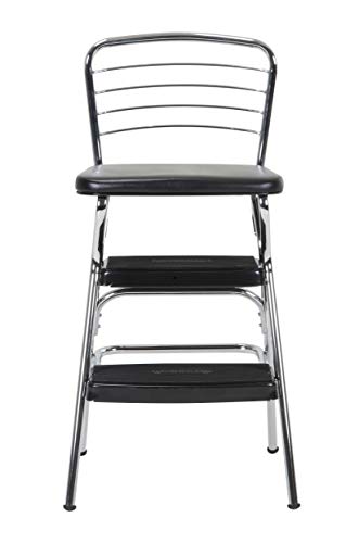 COSCO 11140CBB1E Stylaire Chair and Step Stool, Black
