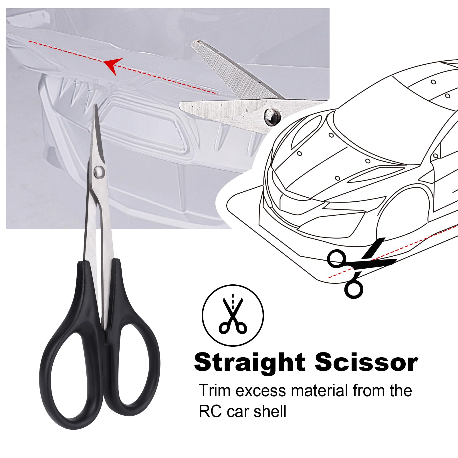 Hobbypark RC Body Reamer Curved Scissors & Straight Scissors RC Car Body Shell Lexan Plastic Trimming Tools Set (3-Pack)