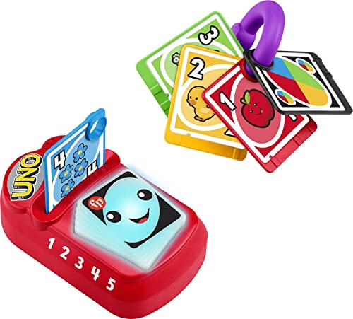 Fisher-Price Laugh & Learn Baby & Toddler Toy Counting and Colors Uno with Educational Music & Lights for Ages 6+ Months