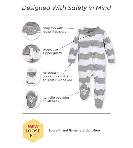 Burt's Bees Baby baby boys Play Pjs, 100% Organic Cotton One-piece Romper Jumpsuit Zip Front Pajamas and Toddler Sleepers, Moonlight Clouds, 9 Months US