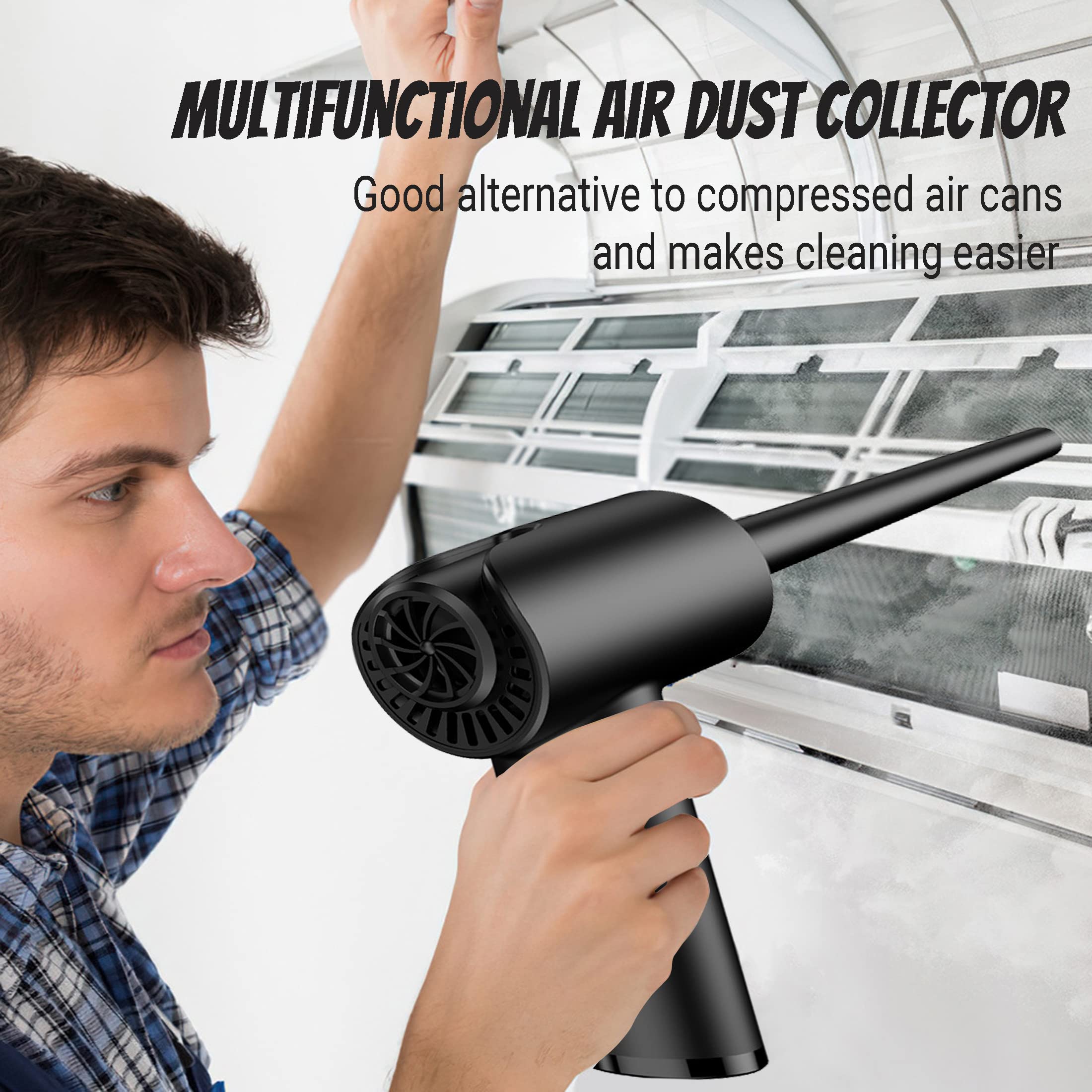 Compressed air Duster, 51000RPM Keyboard Cleaner 6000mAh Cordless Electric air Duster Reusable USB Rechargeable Keyboard Cleaning Kit is Suitable for Computer, Car, Household Dust Removal