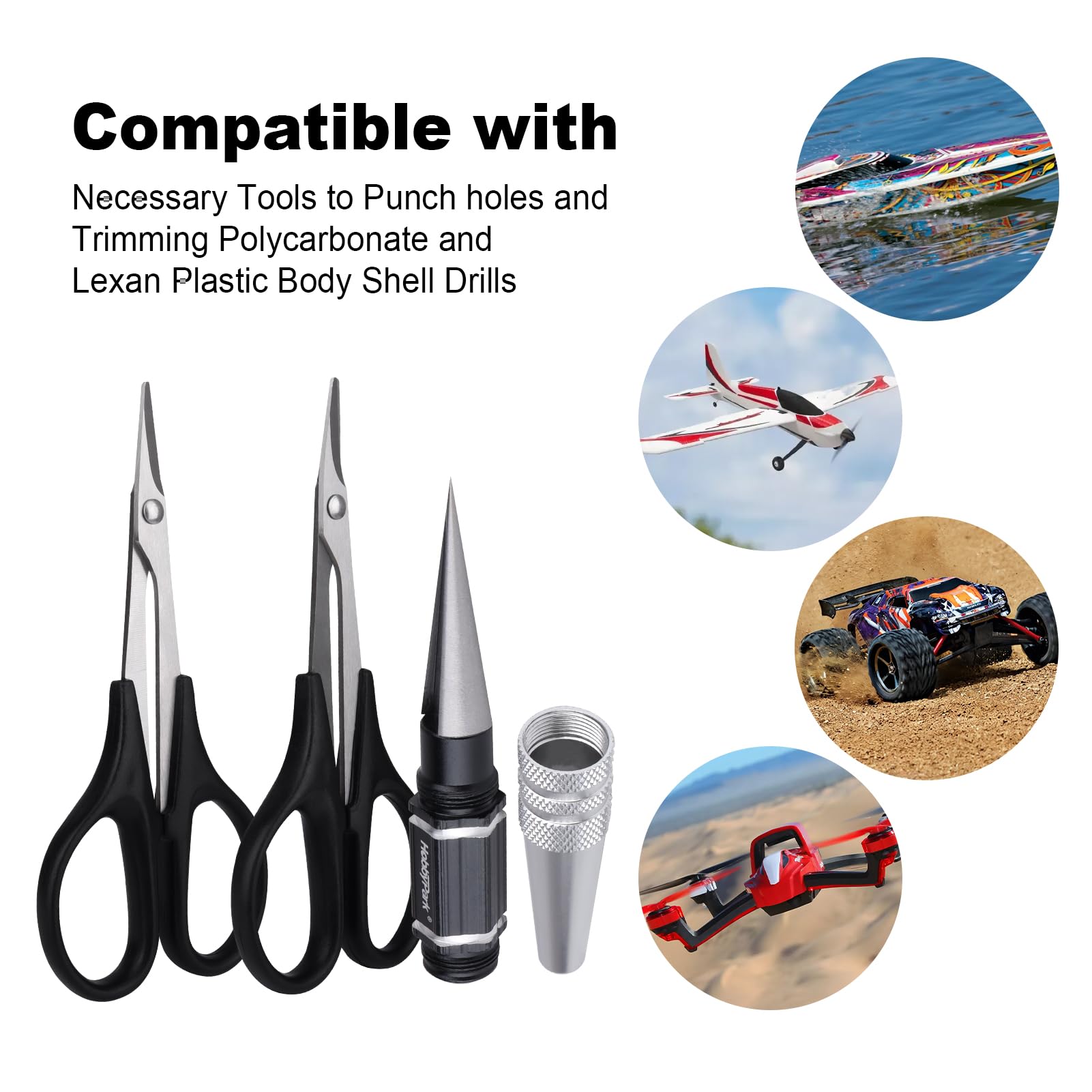 Hobbypark RC Body Reamer Curved Scissors & Straight Scissors RC Car Body Shell Lexan Plastic Trimming Tools Set (3-Pack)