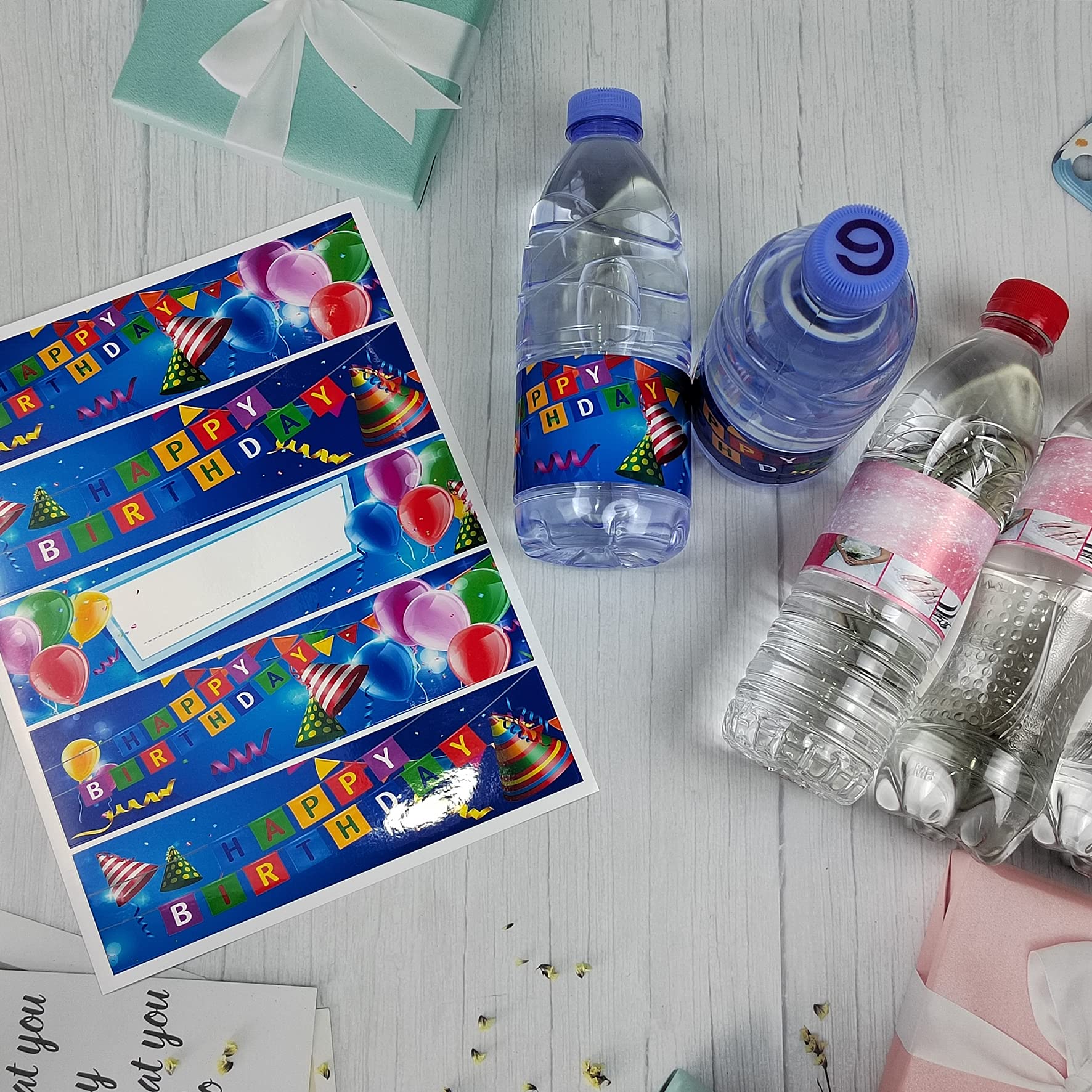 100 Pcs Water Bottle Labels Glossy White Waterproof Stickers ,2"×8" Printable Blank Wraparound Rectangle Labels for Inkjet/Laser Printer