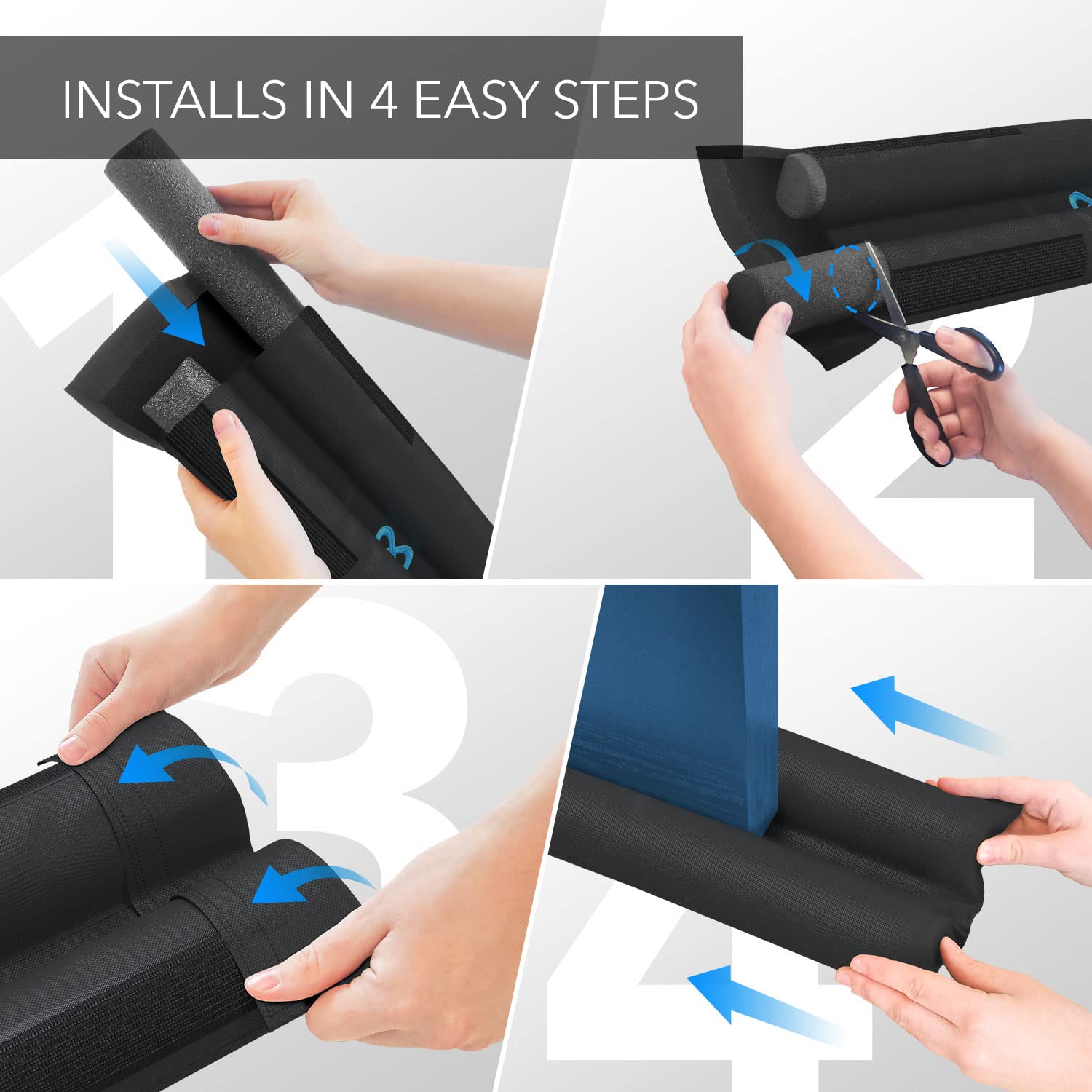 Easy to Install Under Door Draft Stopper - Thicker 2" Foam Strip Blocks 50% More Noise, Wind - Seal Bottom of Doors 30" to 36" - Interior Front Door Sweep, Blocker, Soundproofing - Everlasting Comfort