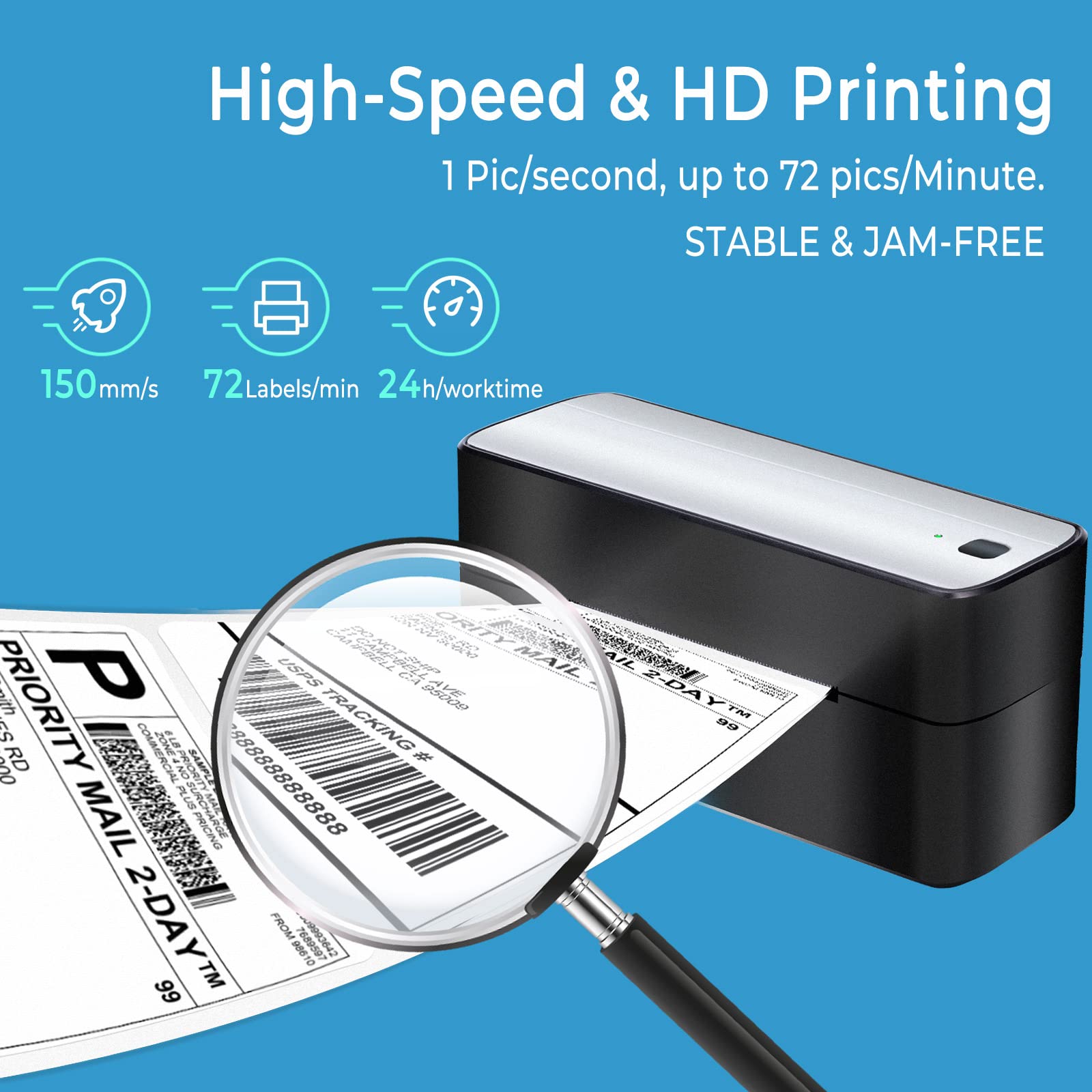 USB 4x6 Thermal Label Printer - Shipping Label Printer, Label Printer for Shipping Packages, Label Printer for Small Business, Thermal Printer, Compatible with USPS, Shopify, Amazon, Etsy, Ebay