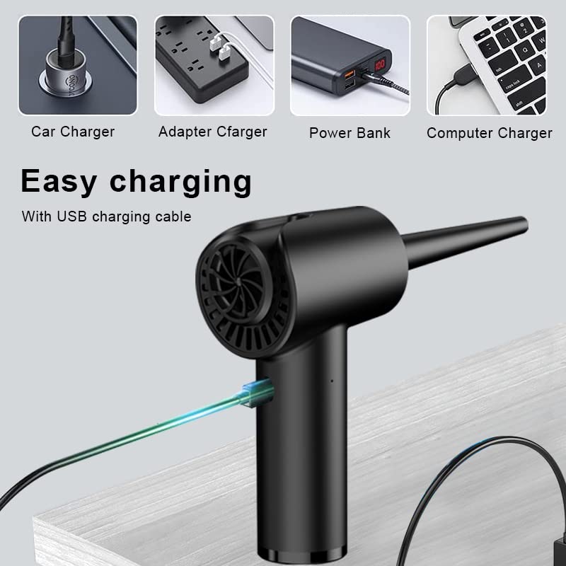 Compressed air Duster, 51000RPM Keyboard Cleaner 6000mAh Cordless Electric air Duster Reusable USB Rechargeable Keyboard Cleaning Kit is Suitable for Computer, Car, Household Dust Removal