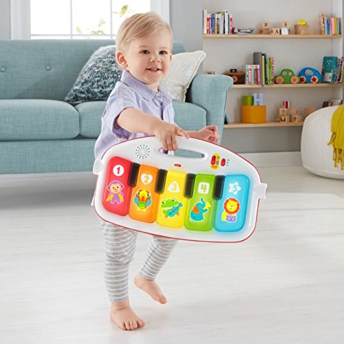 Fisher-Price Baby Playmat Deluxe Kick & Play Piano Gym & Maracas With Smart Stages Learning Content, 5 Linkable Toys & 2 Soft Rattles [Amazon Exclusive]